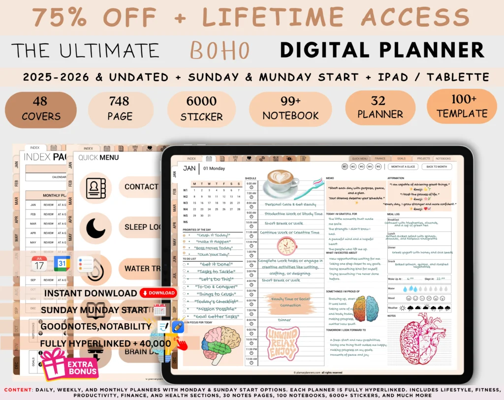 All-in-One Digital Planner 2025–2026 – Boho Edition - My Digital Planner